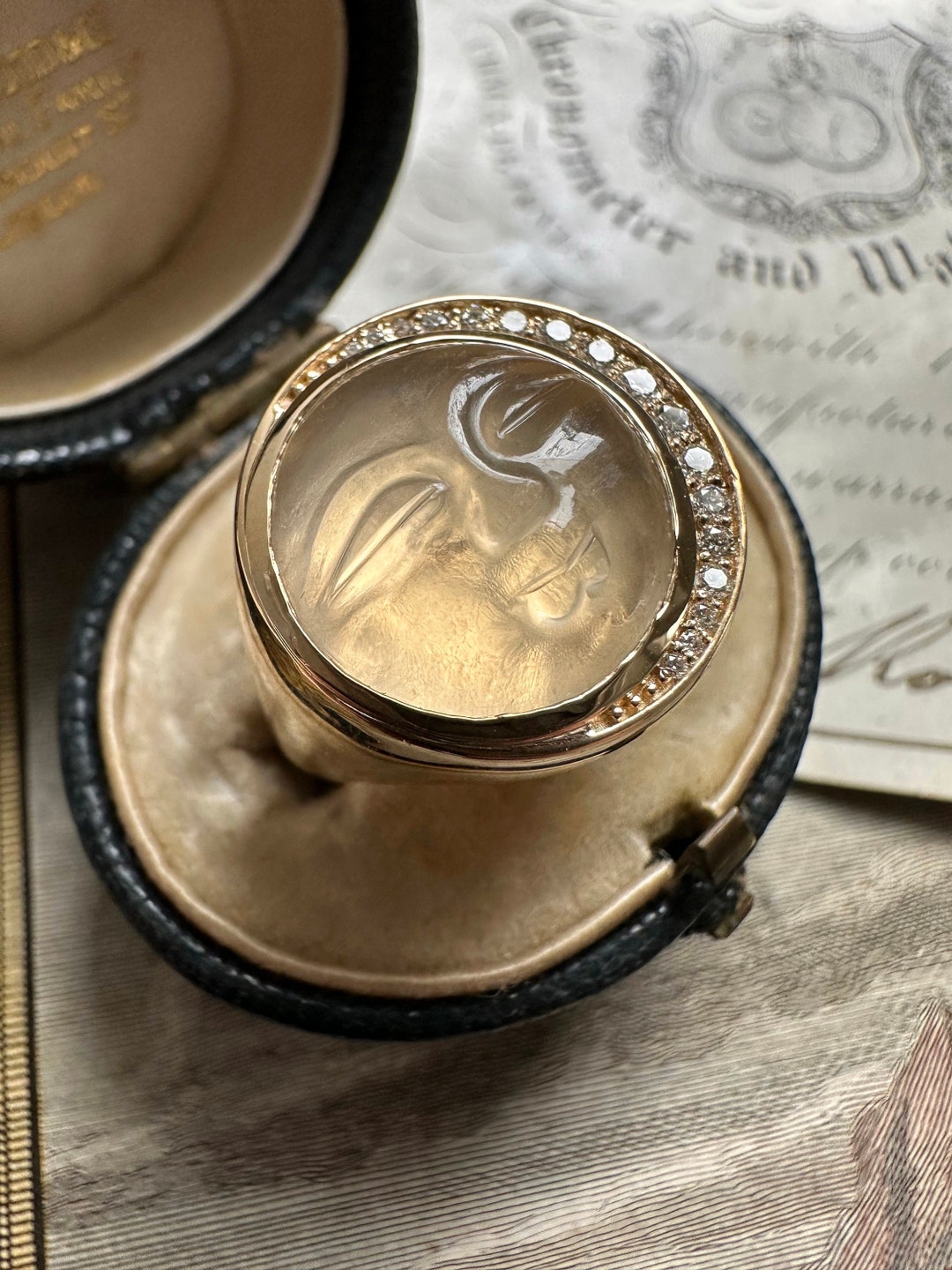 Large 14K Moonstone Man in the Moon Ring - LPM - Etsy