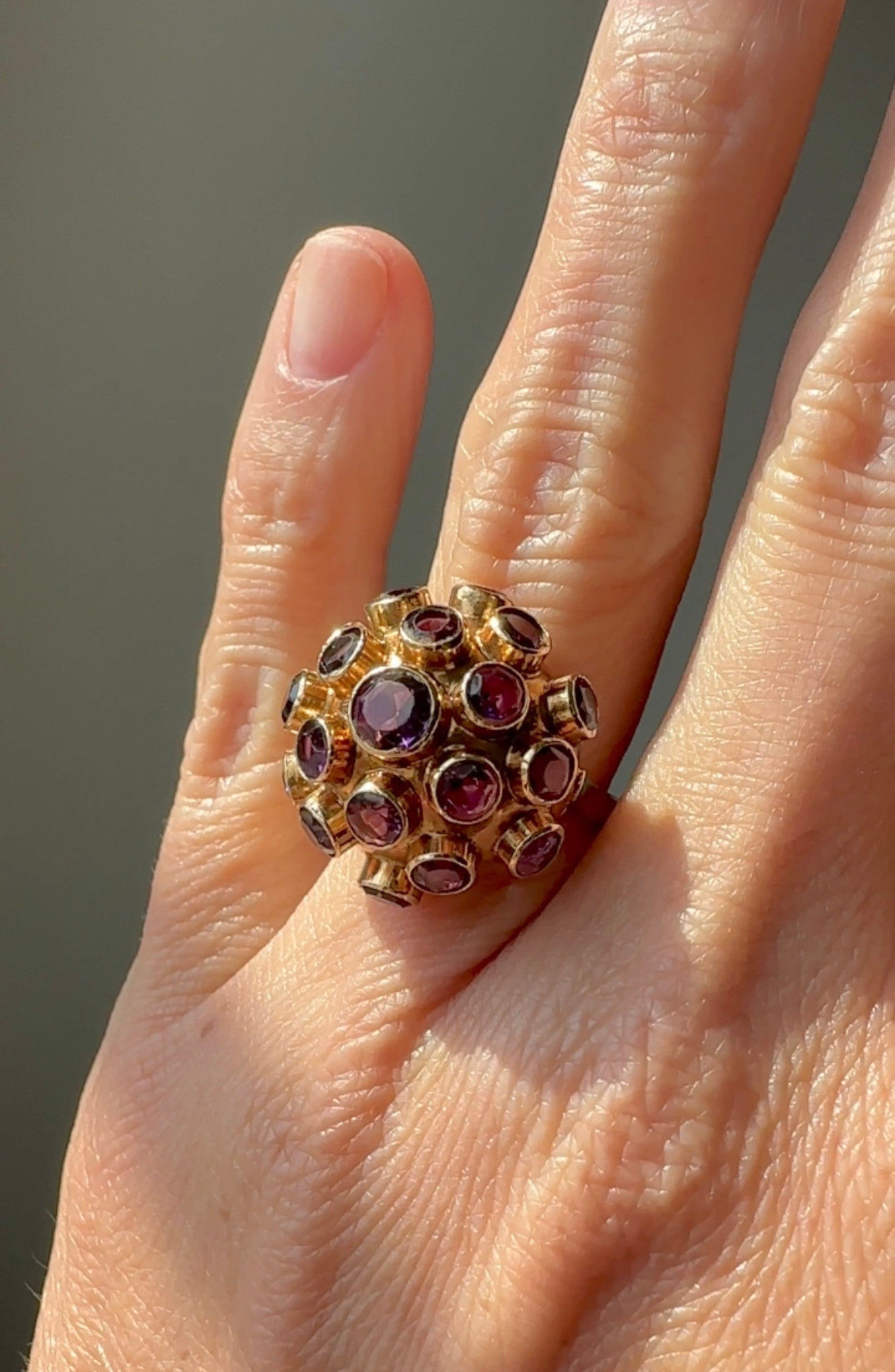 Mid-century 14K Amethyst Domed Sputnik Ring - Etsy