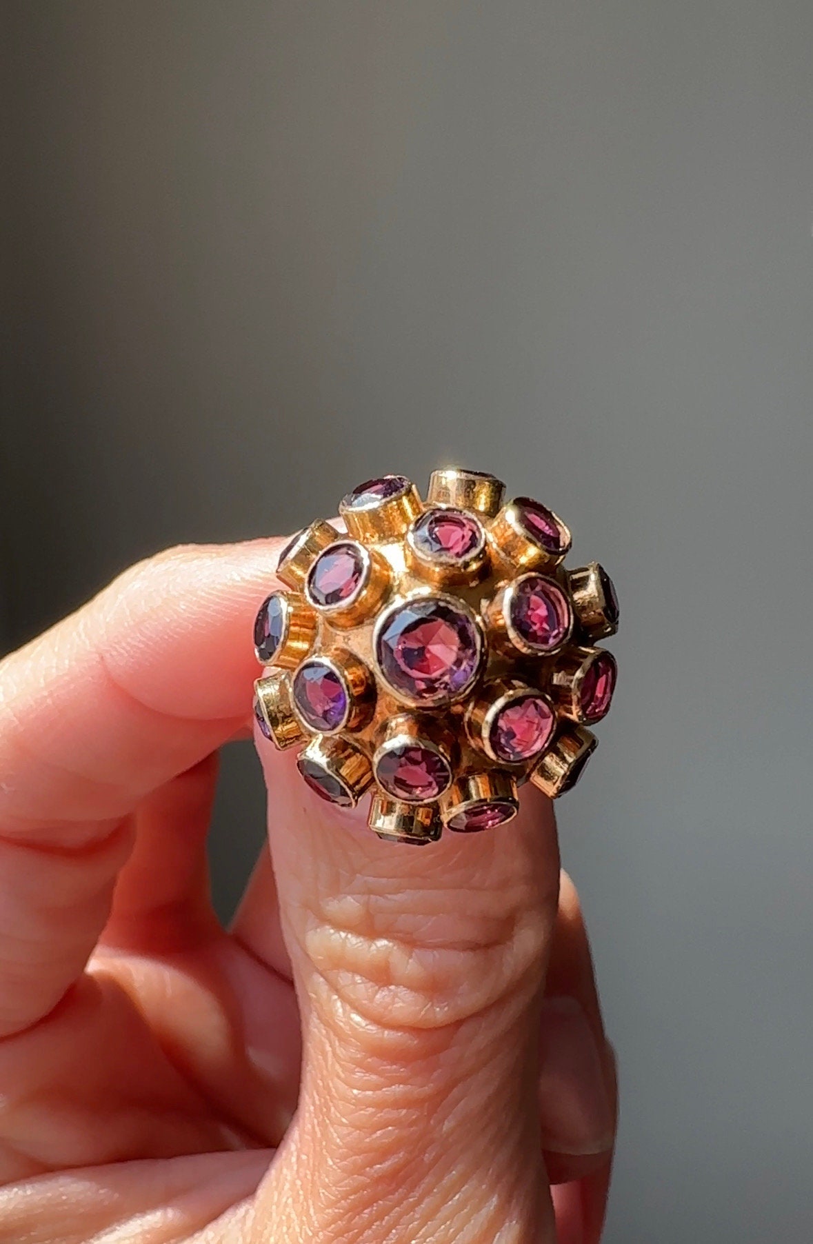 Mid-century 14K Amethyst Domed Sputnik Ring - Etsy