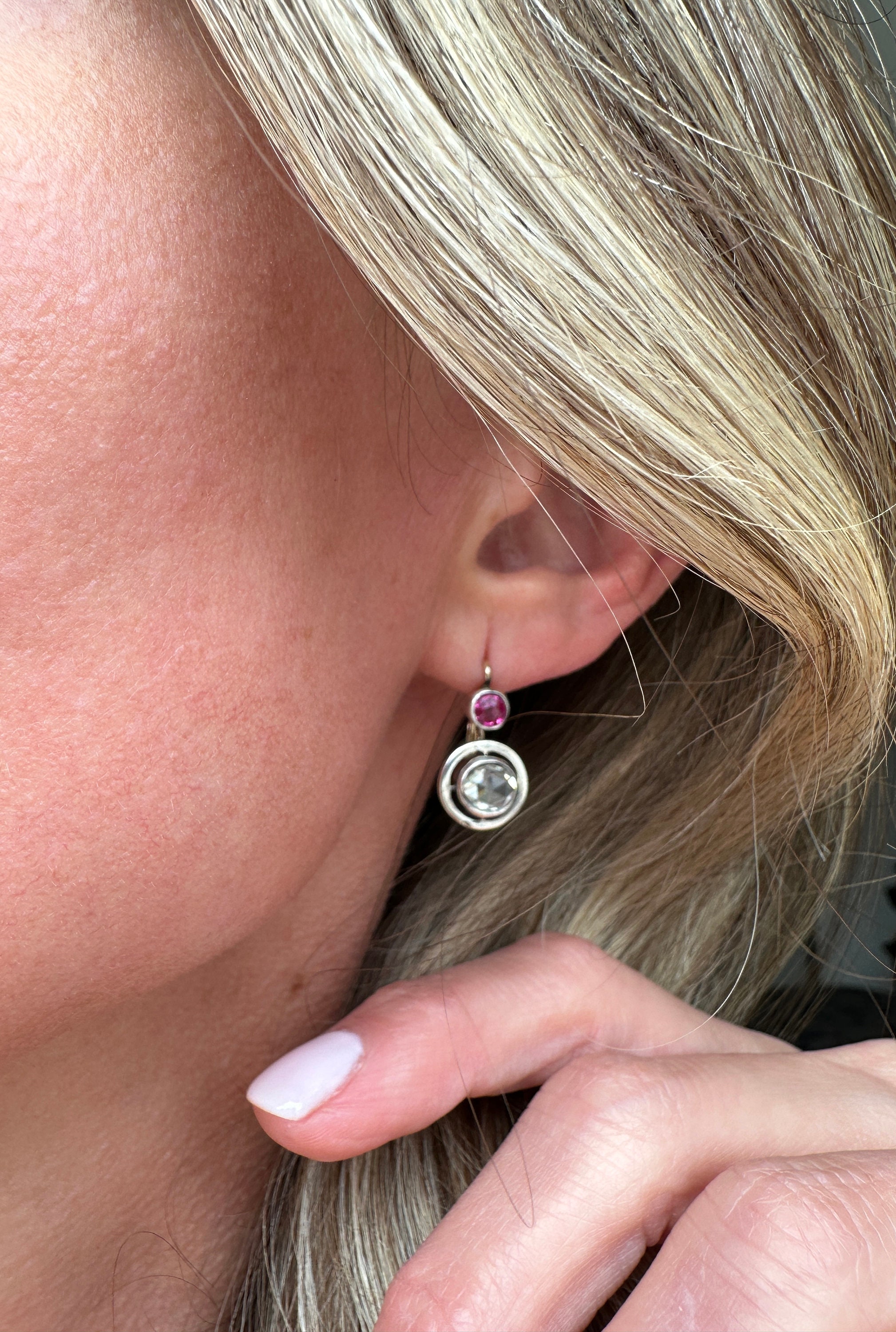 Art Deco Rose Cut Diamond Dormeuse Earrings - Etsy