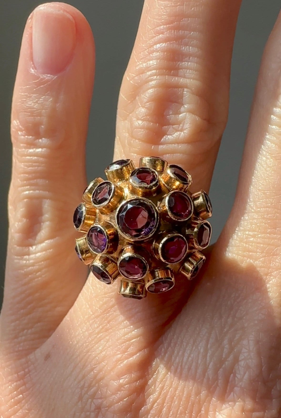 Mid-century 14K Amethyst Domed Sputnik Ring - Etsy