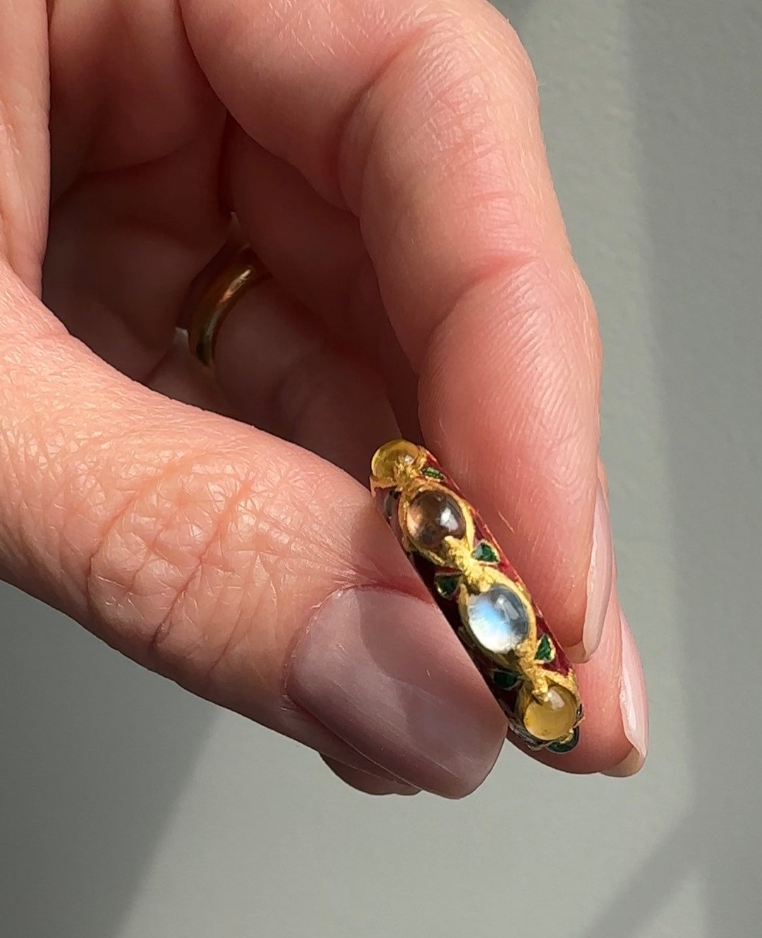Vintage 22k Navratna Nine Gem Enamel Band Ring - Etsy
