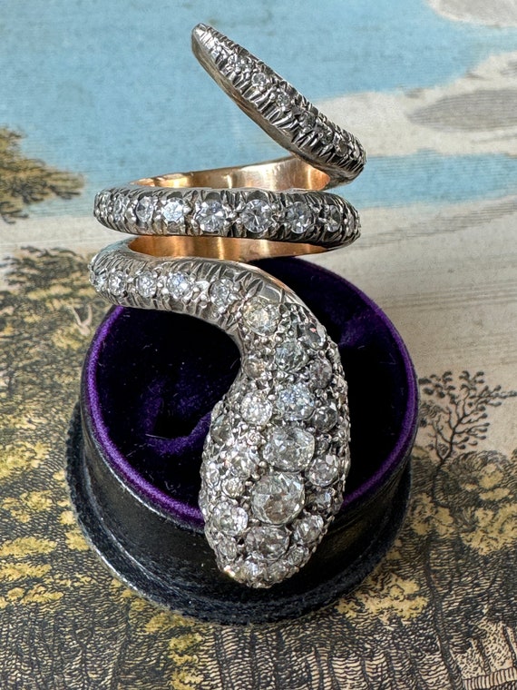 Victorian Diamond Snake Ring - Gem