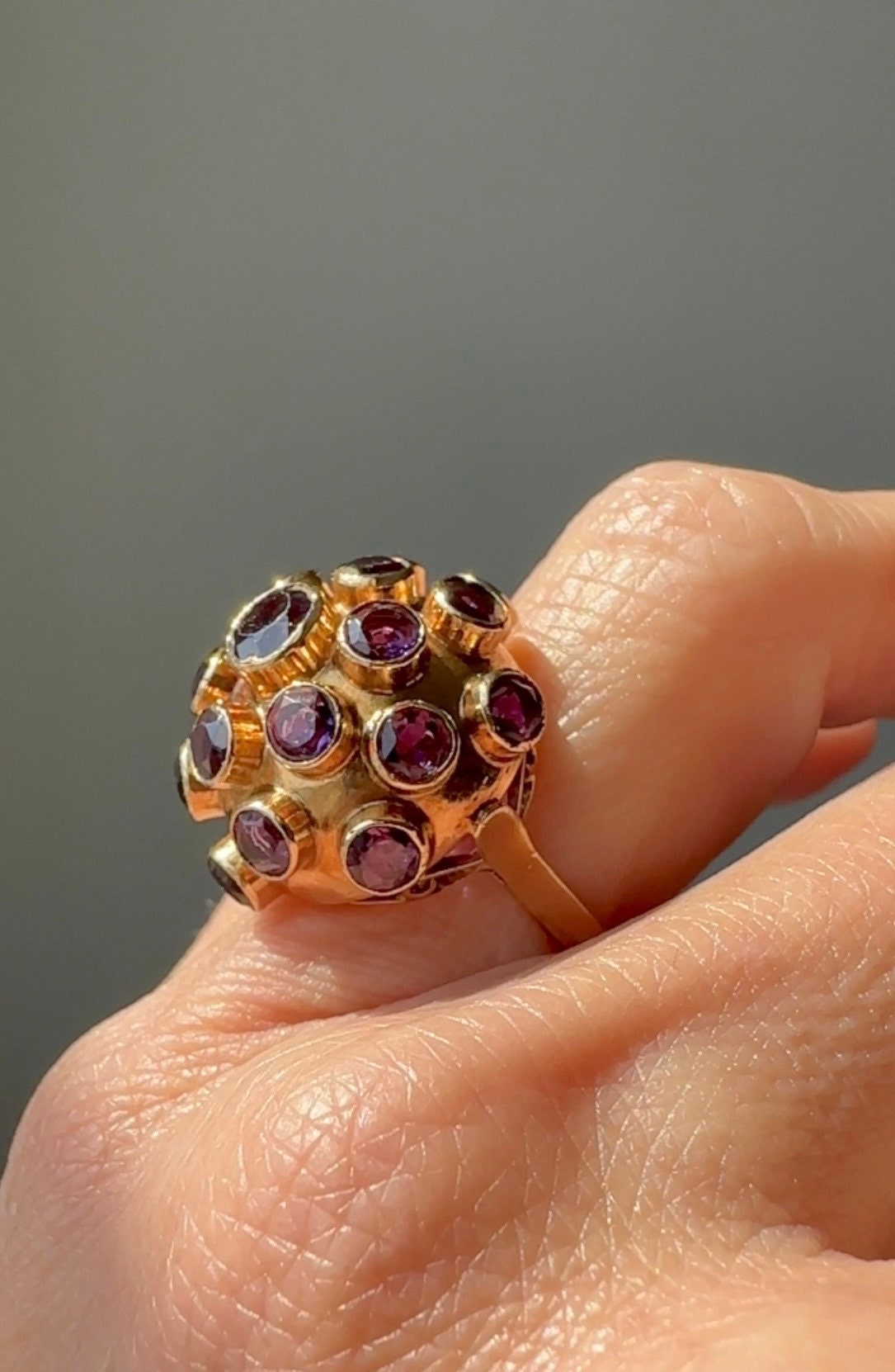 Mid-century 14K Amethyst Domed Sputnik Ring - Etsy