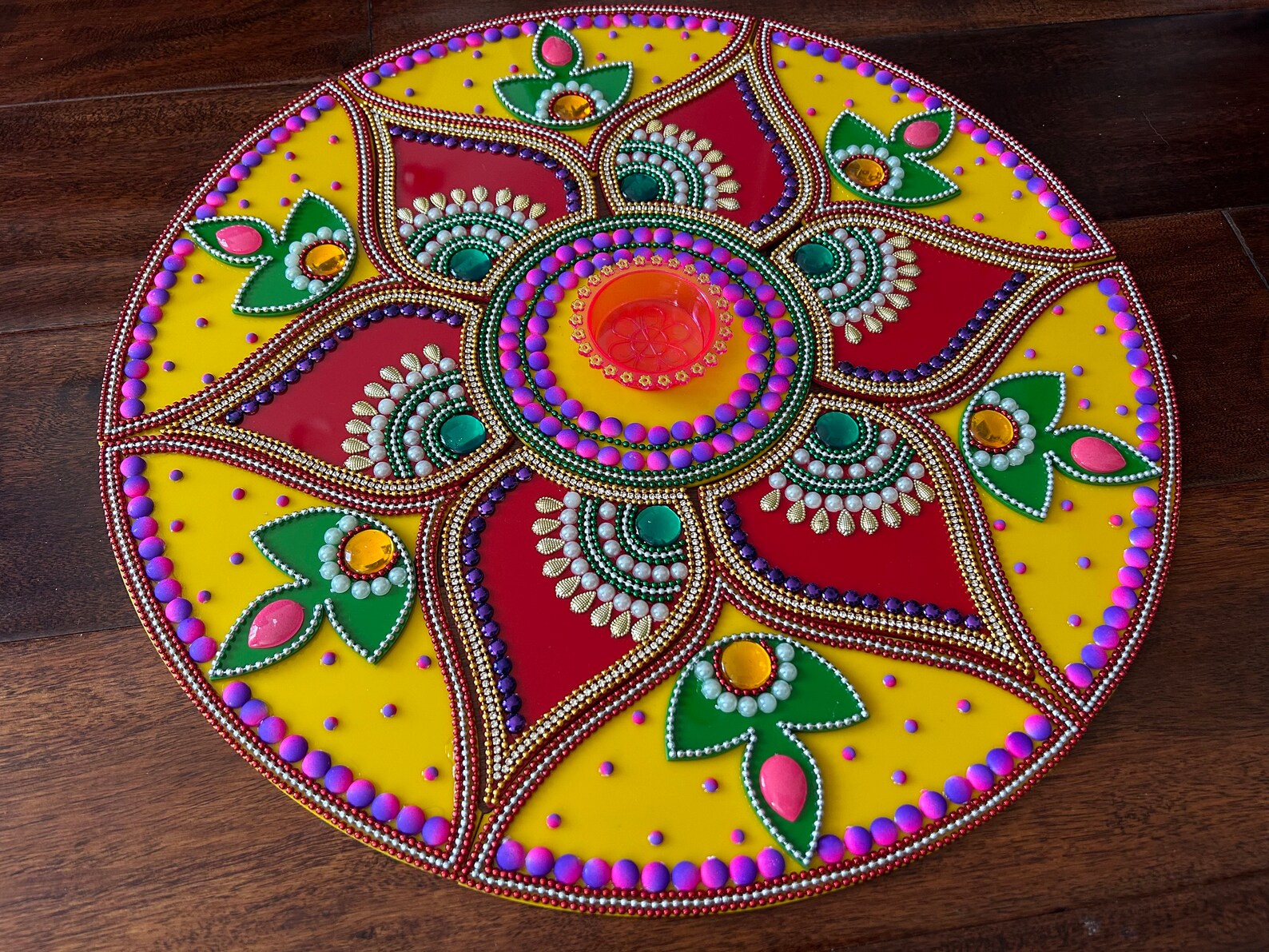 Acrylic Diya Shaped Rangoli With Embellishments - Etsy