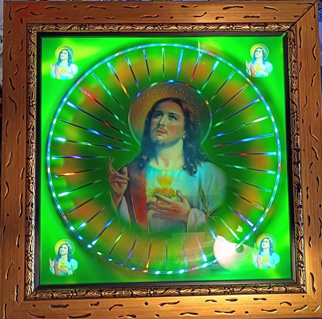 Vintage Jesus Spinning Psychedelic Kaleidoscope Illuminated Picture ...