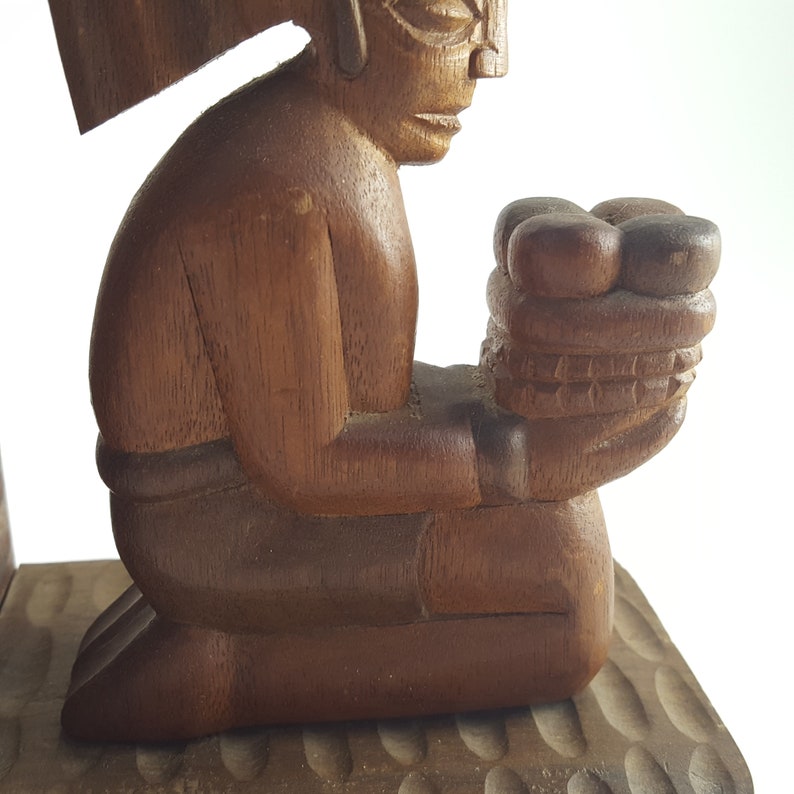 Amazing Hand Carved Wood Sculpture Aztec / Mayan Kneeling - Etsy