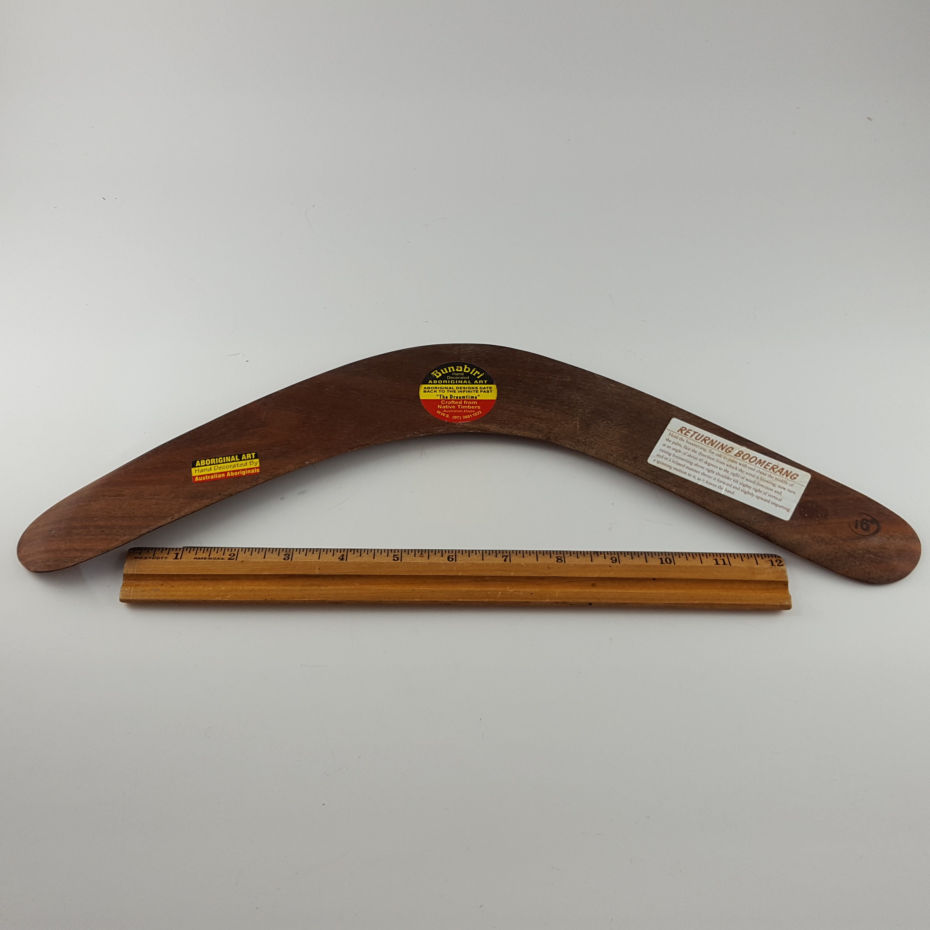 Vintage Aboriginal Art Hand Painted Boomerang Native Austrailian Wood ...