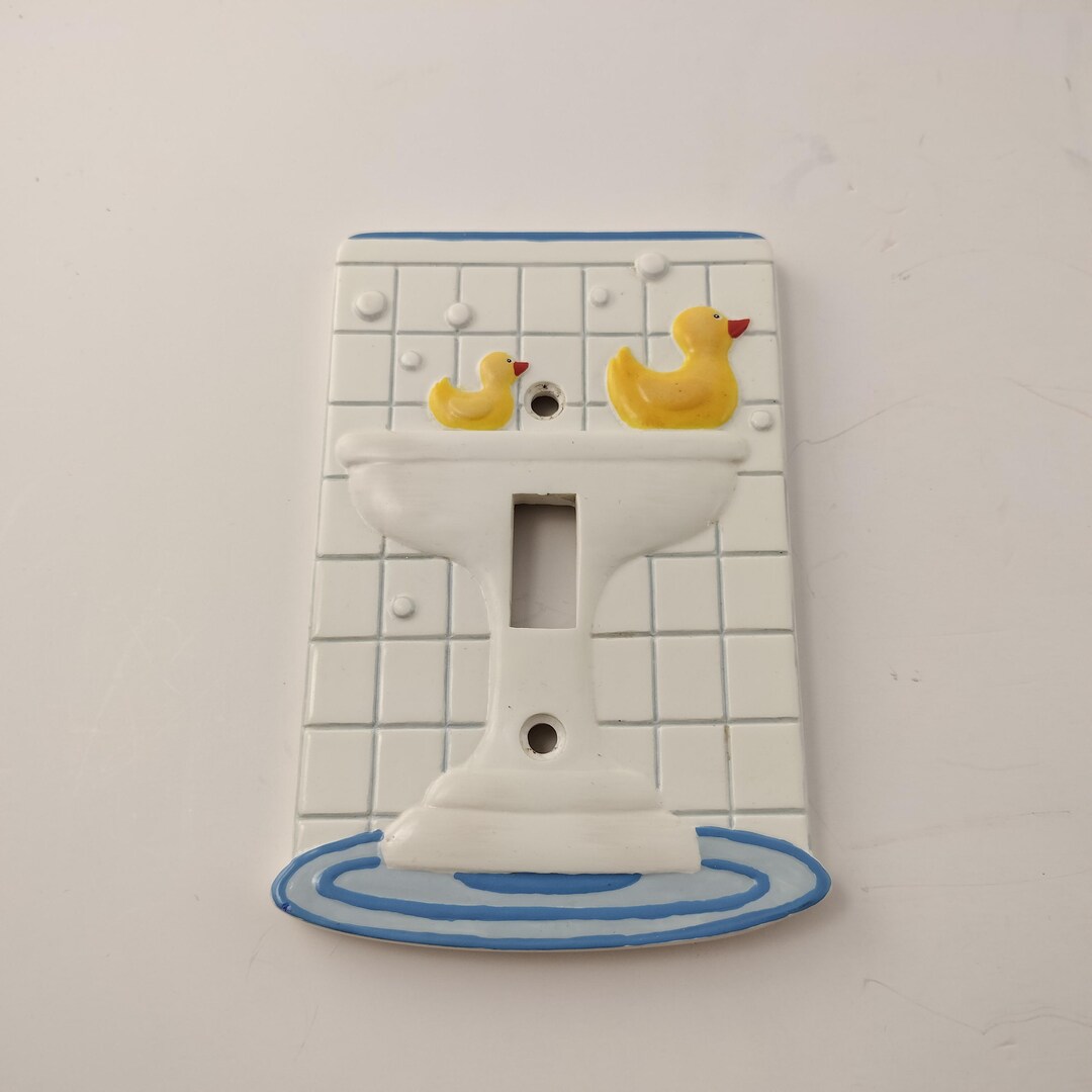 Vintage Ceramic Wall Switch Plate - 3D - Sink and Rubber Duckies Design ...