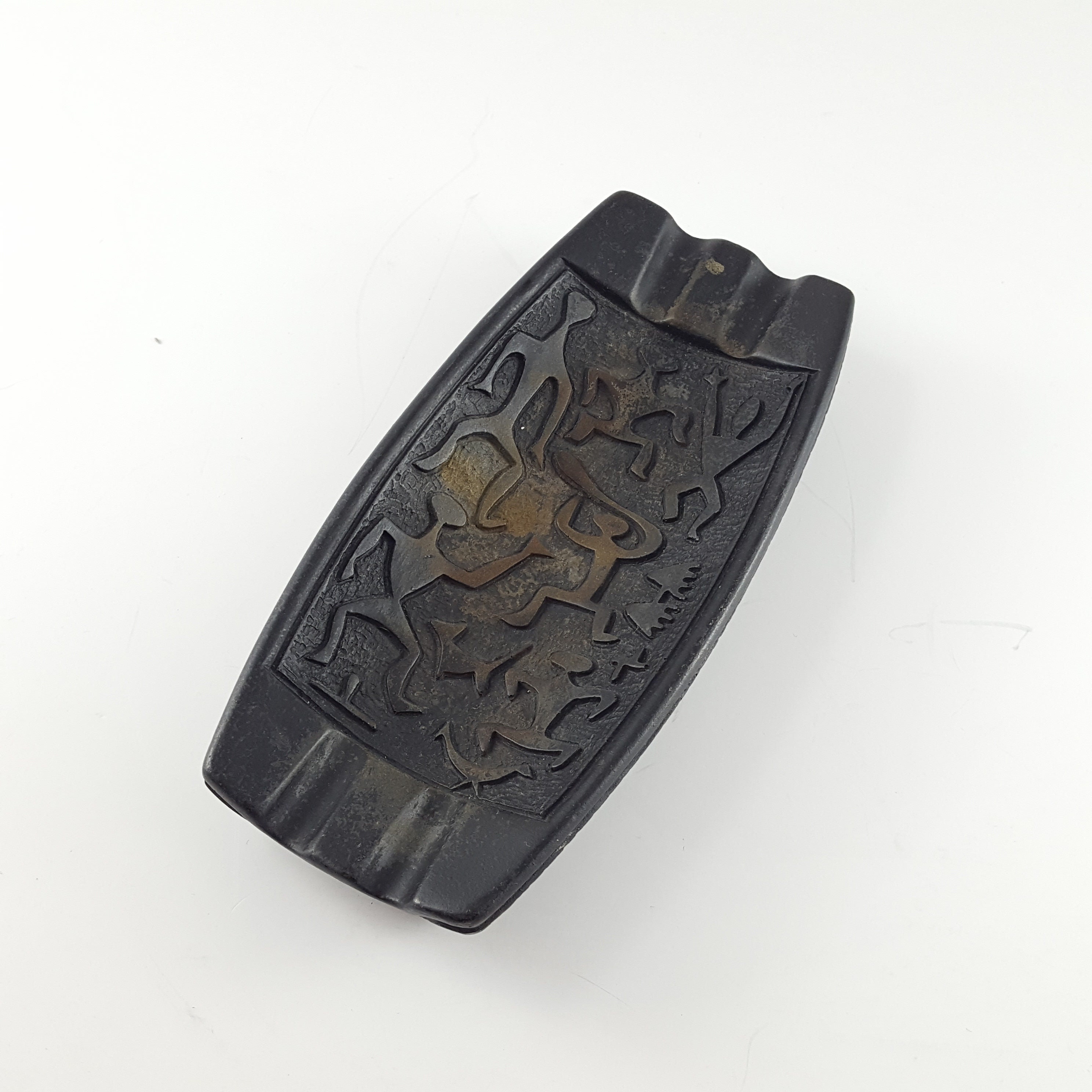 Vintage Joe Kaneohe Hawaiian Lava Ash Tray With Tribal Native Artwork ...