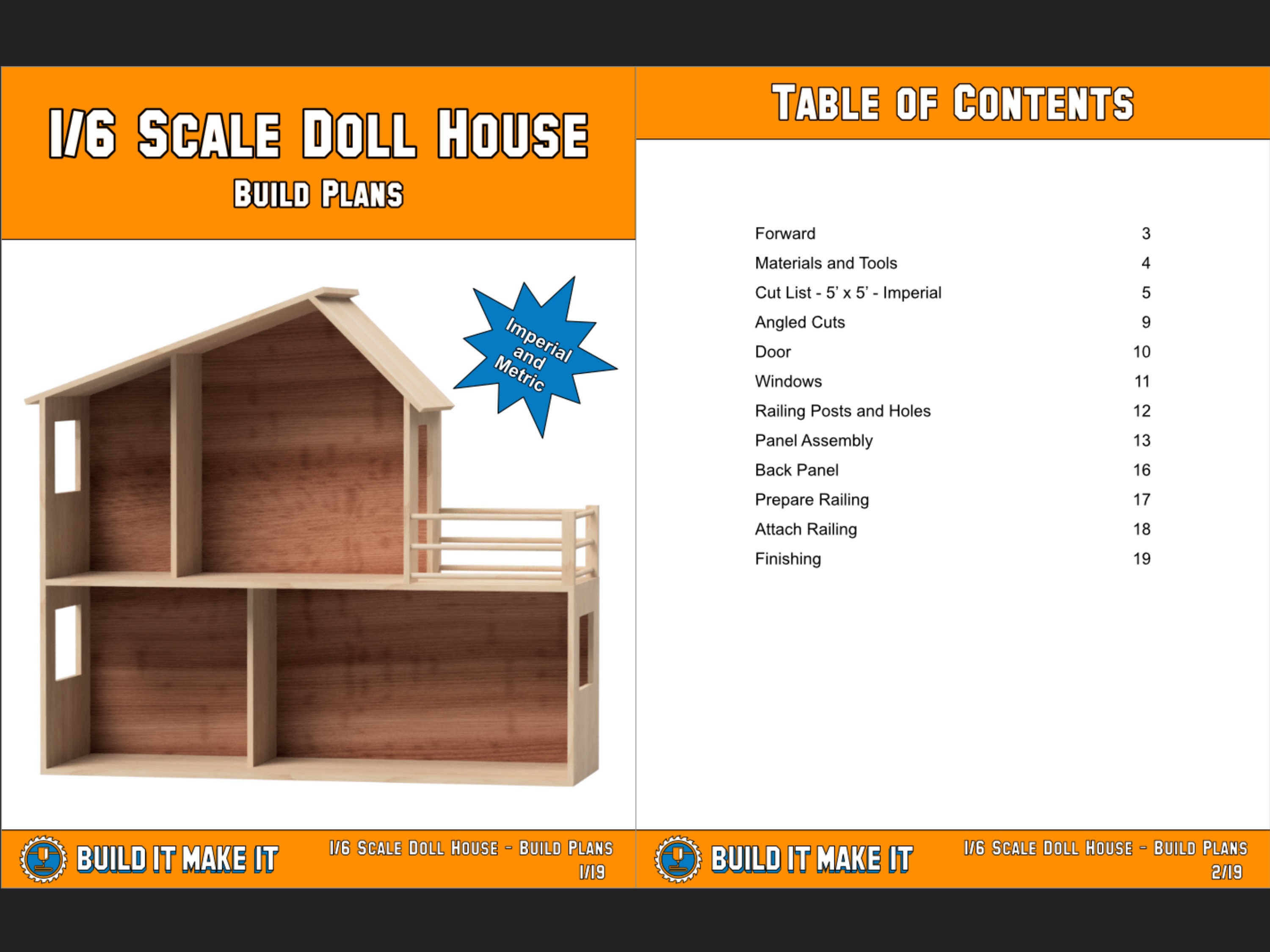 1/6 Scale Doll House Plans - 1:6 DIY Dollhouse - Etsy