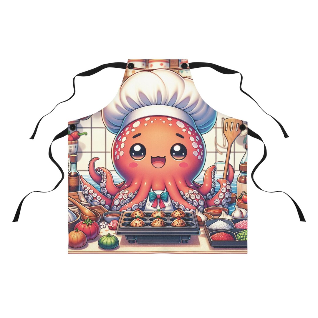 Cute Octopus Takoyaki Apron, Japanese Cooking Kitchen Wear, Chef Gift ...