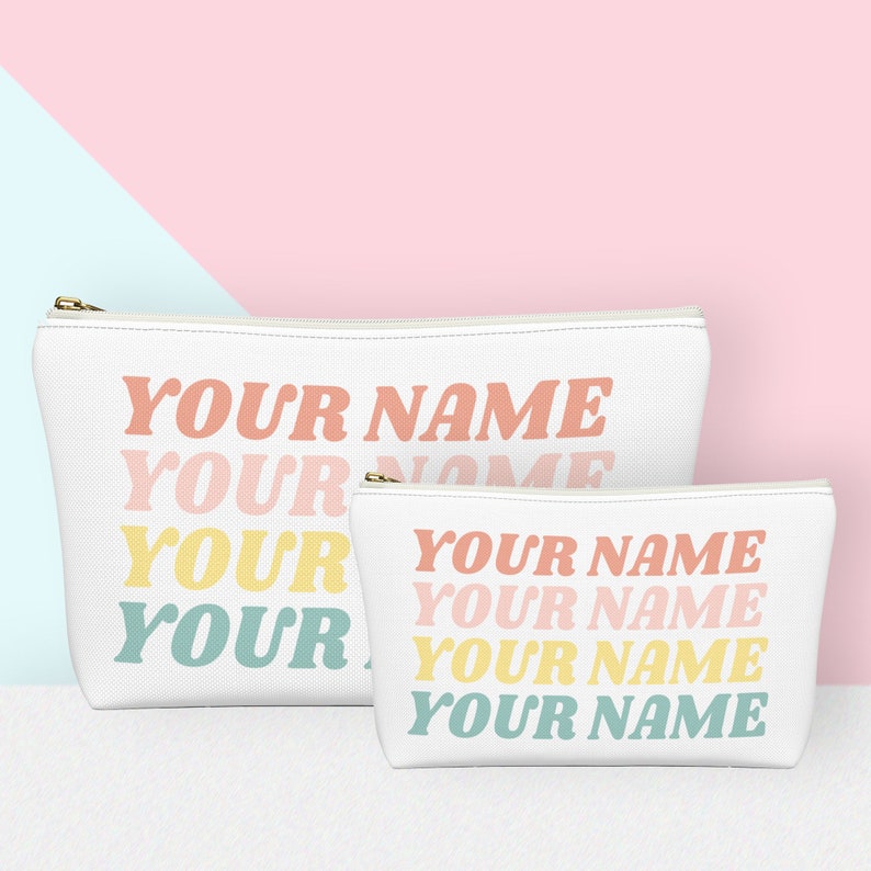 Personalized Zippered Pouches Rainbow Mod Lettering Small - Etsy