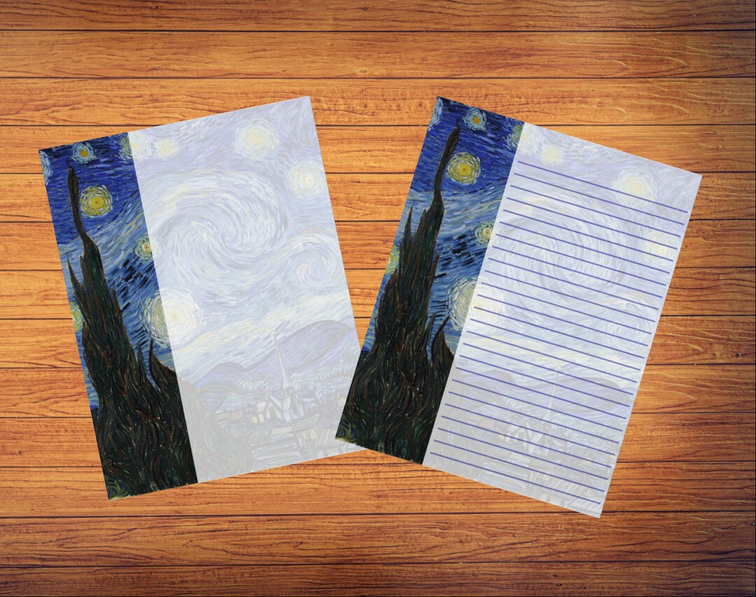 Printable Stationery Van Gogh Digital Paper Lined Paper - Etsy