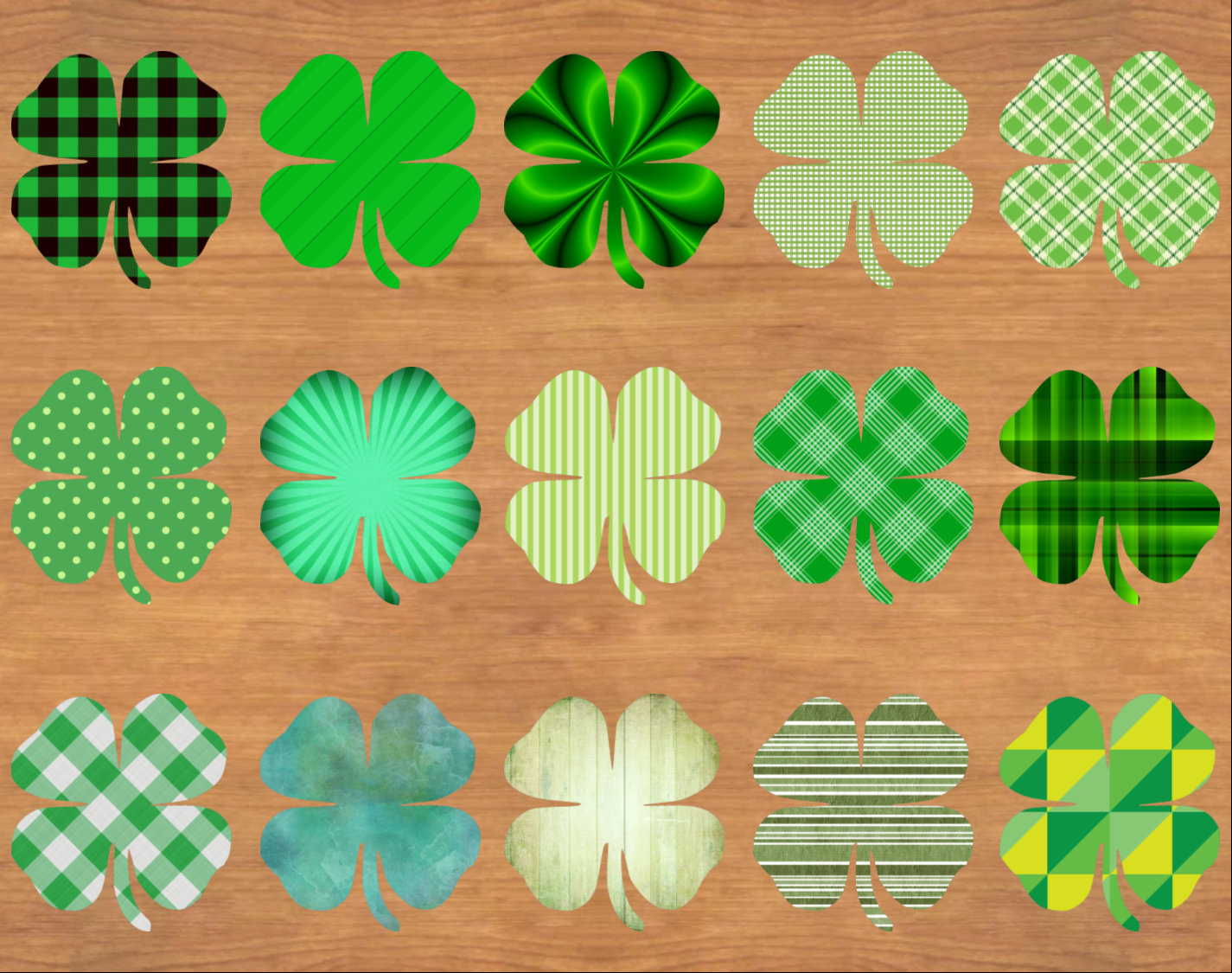 Shamrock PNG Digital Clipart Bundle, Set of 15 PNG Images, St. Patricks ...