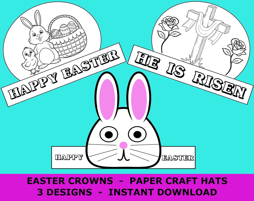 Easter Paper Crowns, Kids Craft Project, Coloring Craft, DIY Headbands ...