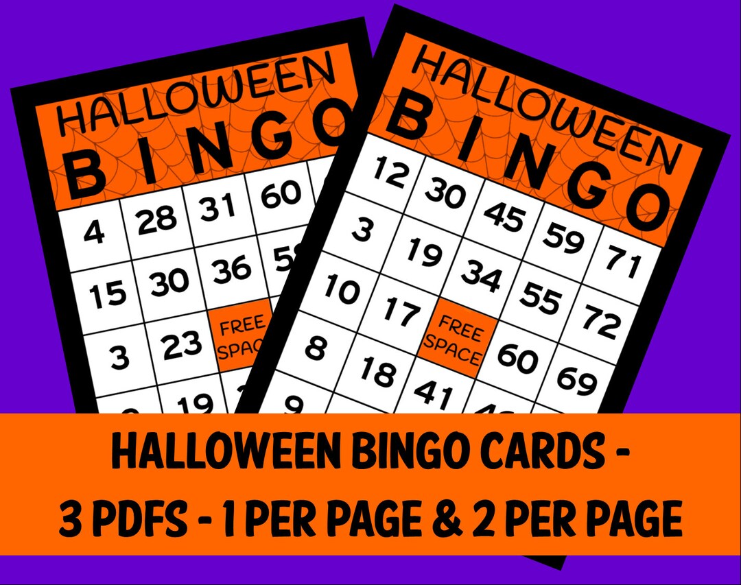 Halloween Bingo Cards, 30 Unique Printable Cards, 1 Card per Page & 2 ...