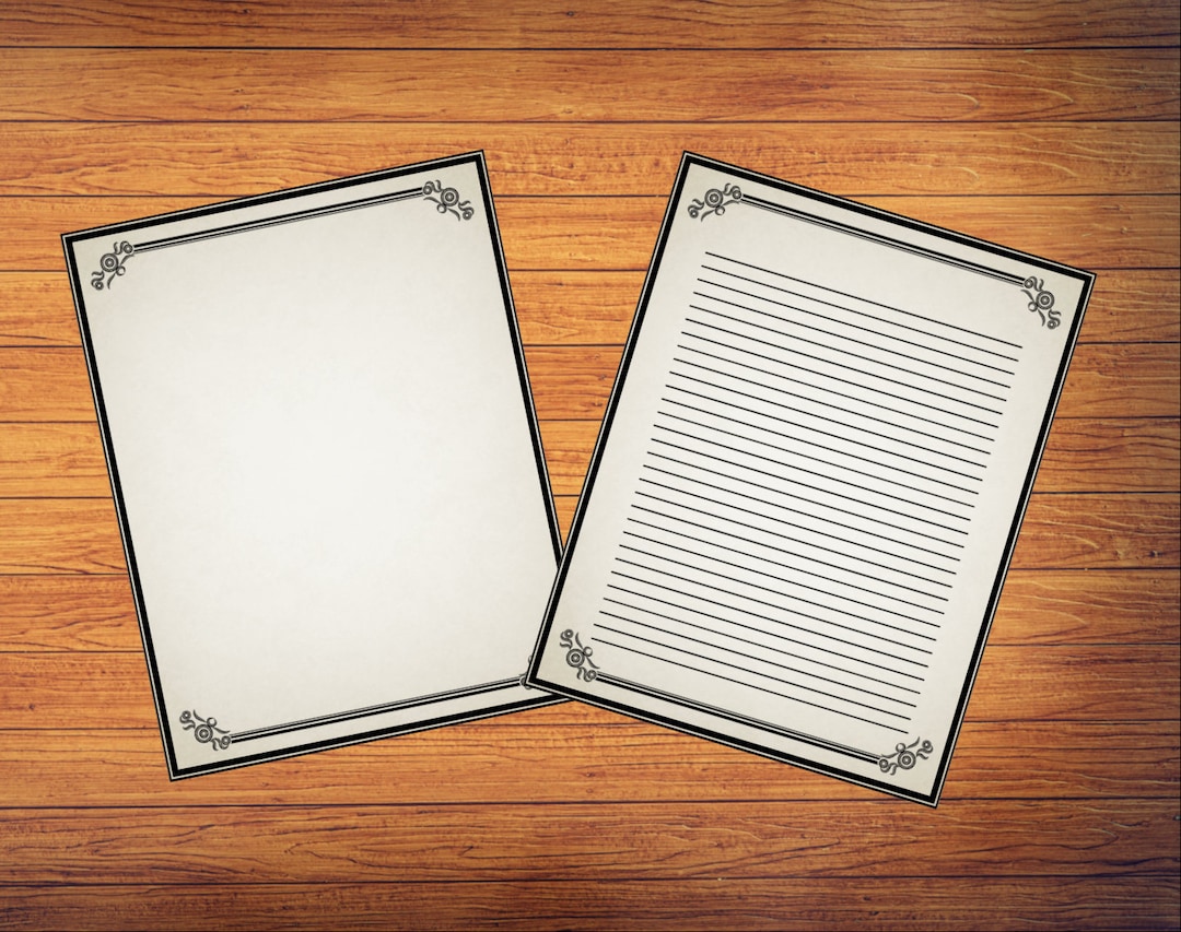 Printable Stationery, Art Deco Frame, Digital Paper, Lined Paper ...