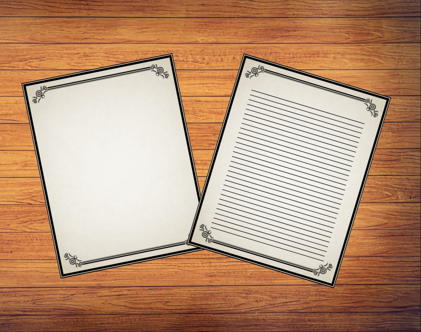 Printable Stationery, Art Deco Frame, Digital Paper, Lined Paper ...