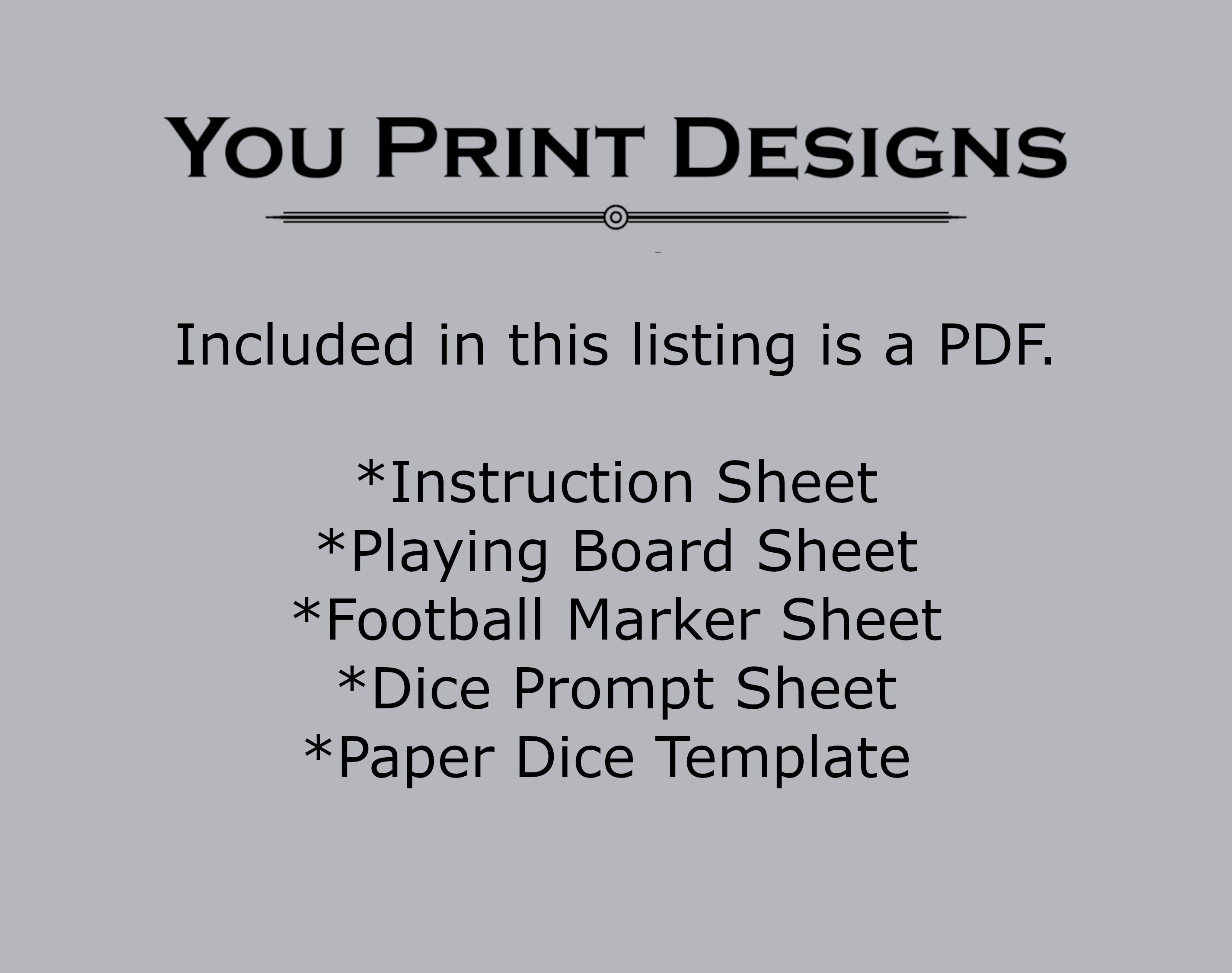 Printable Football Dice Game, Homeschool Activity, Classroom Game ...