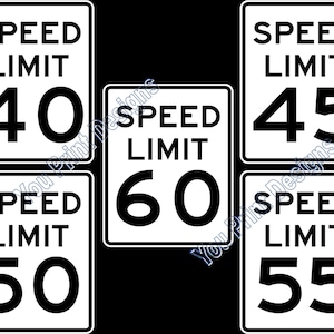 Printable Speed Limit Signs, Party Decorations, Scrapbooking, Paper ...