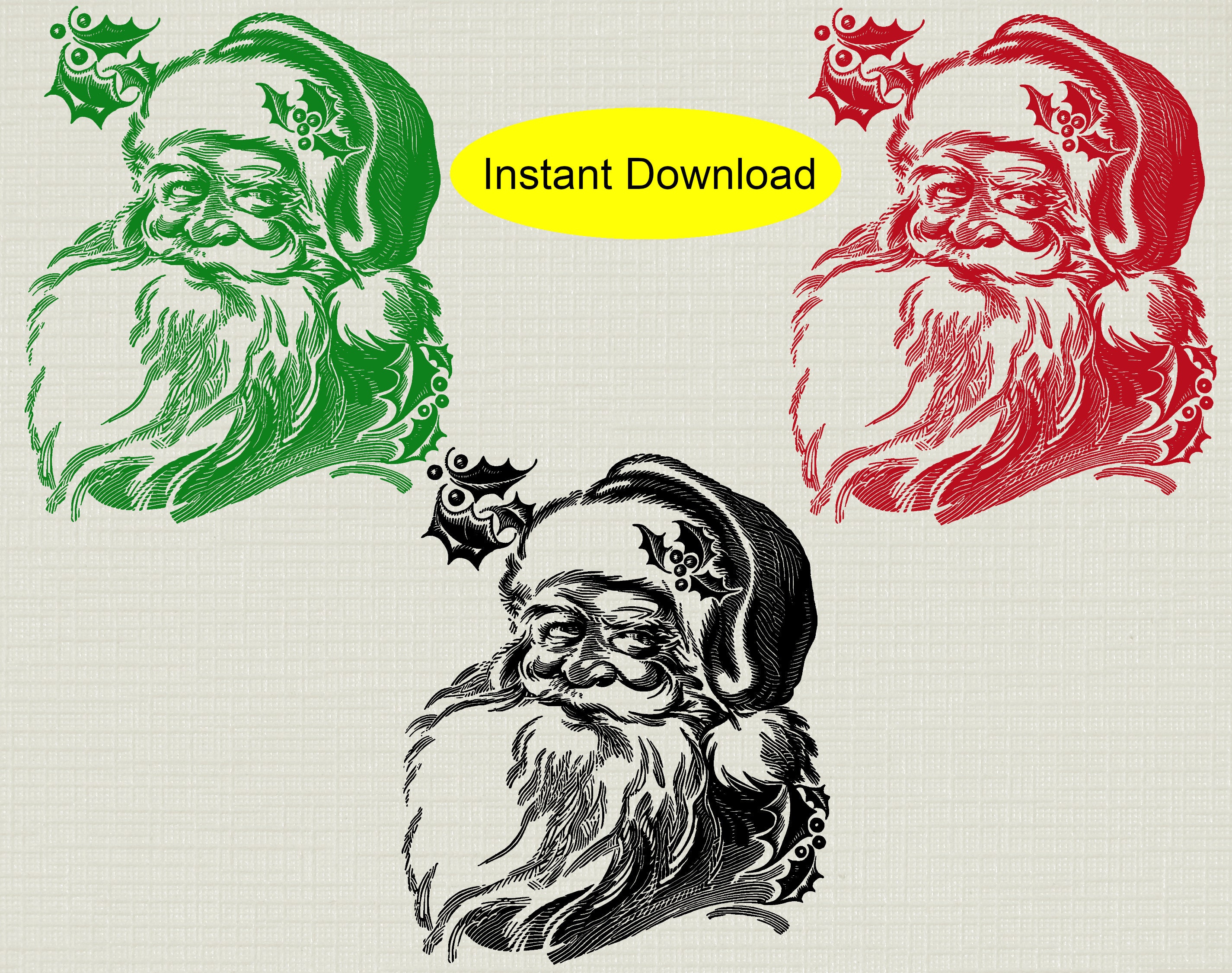 Vintage Santa Clipart Digital Santa Claus Face PNG JPG - Etsy