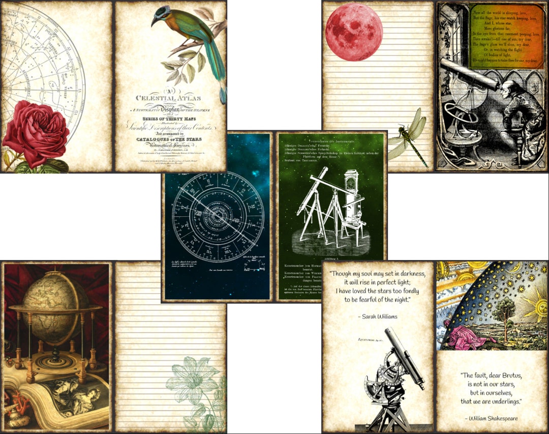 Astronomy Junk Journal Pages, Digital Ephemera, Celestial Images ...