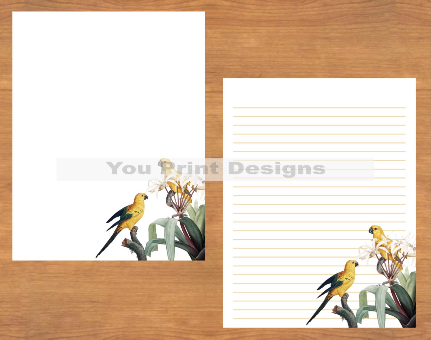 Printable Bird Stationery Digital Paper Lined and Unlined | Etsy