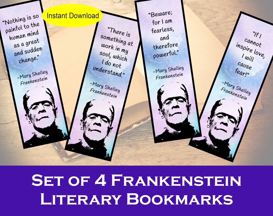 Printable Frankenstein Quote Bookmarks, Mary Shelley Bookmarks, Reader ...