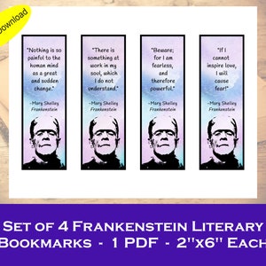 Printable Frankenstein Quote Bookmarks, Mary Shelley Bookmarks, Reader ...