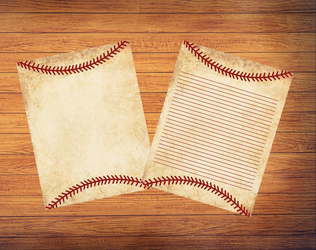 Printable Stationery, Baseball Stitches Paper, Digital Paper, Lined ...