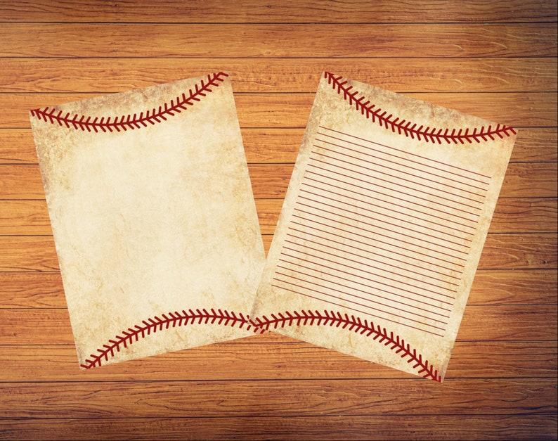 Printable Stationery, Baseball Stitches Paper, Digital Paper, Lined ...