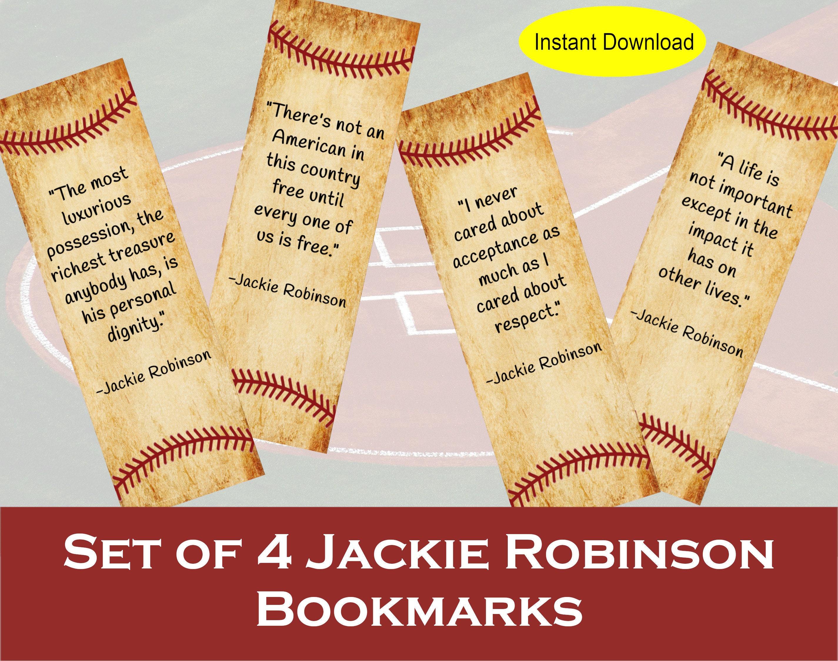 Printable Jackie Robinson Quote Bookmarks, Baseball Bookmarks, Reader ...
