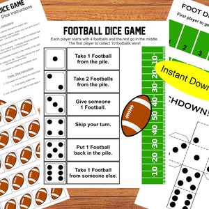 Printable Football Dice Game, Homeschool Activity, Classroom Game ...