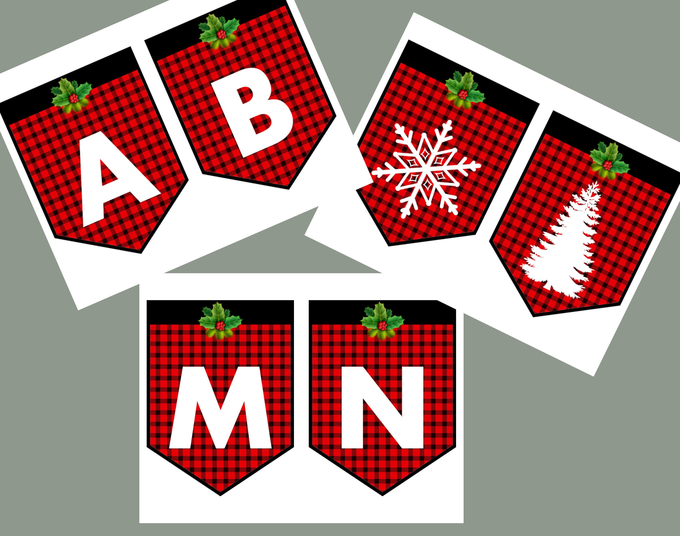 Christmas Printable Banner Red Buffalo Plaid Holiday Party - Etsy