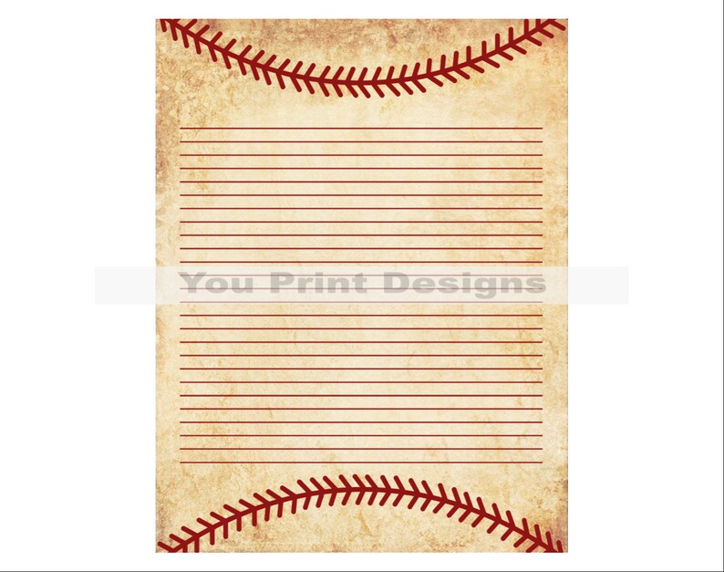 Printable Stationery, Baseball Stitches Paper, Digital Paper, Lined ...