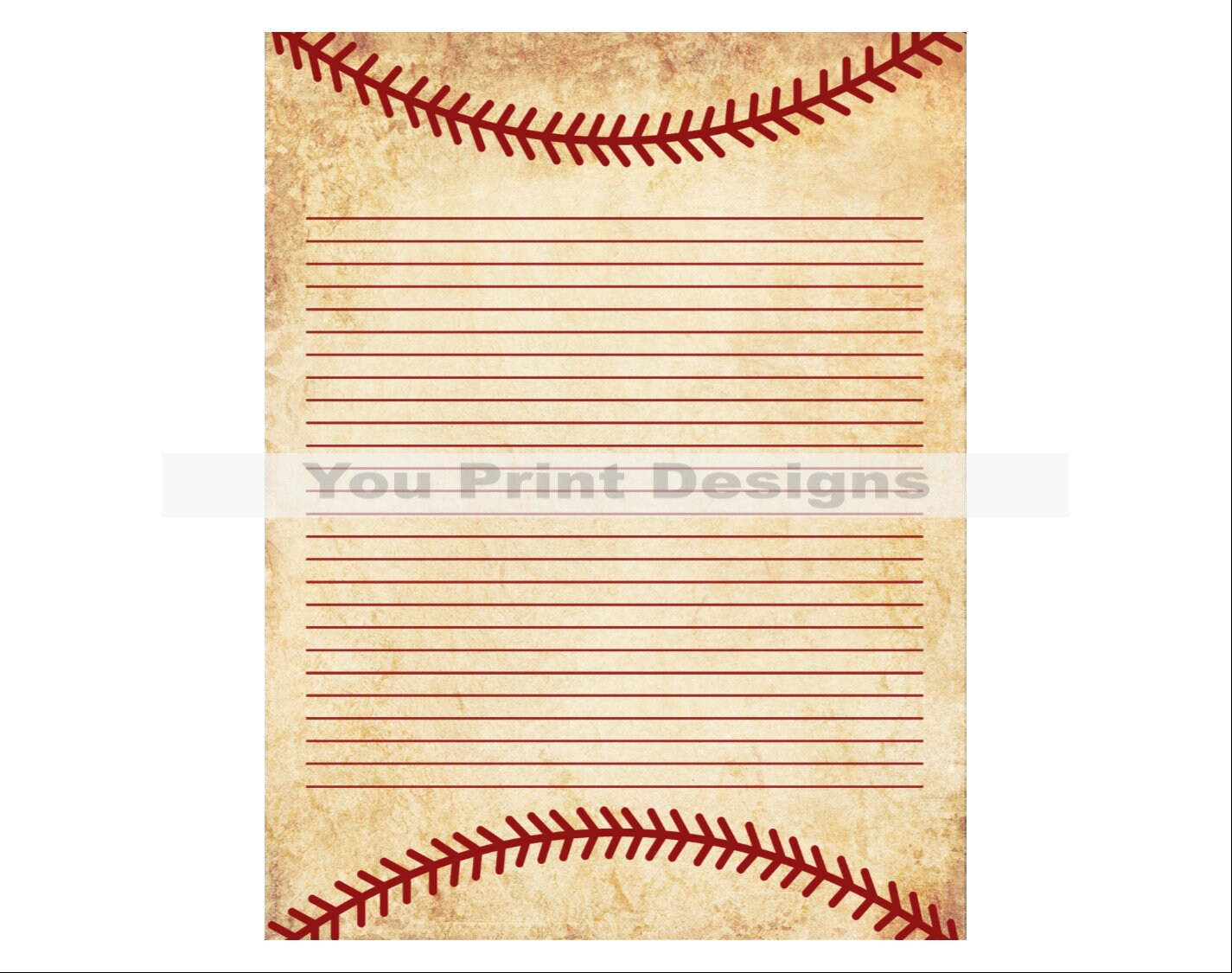 Printable Stationery, Baseball Stitches Paper, Digital Paper, Lined ...