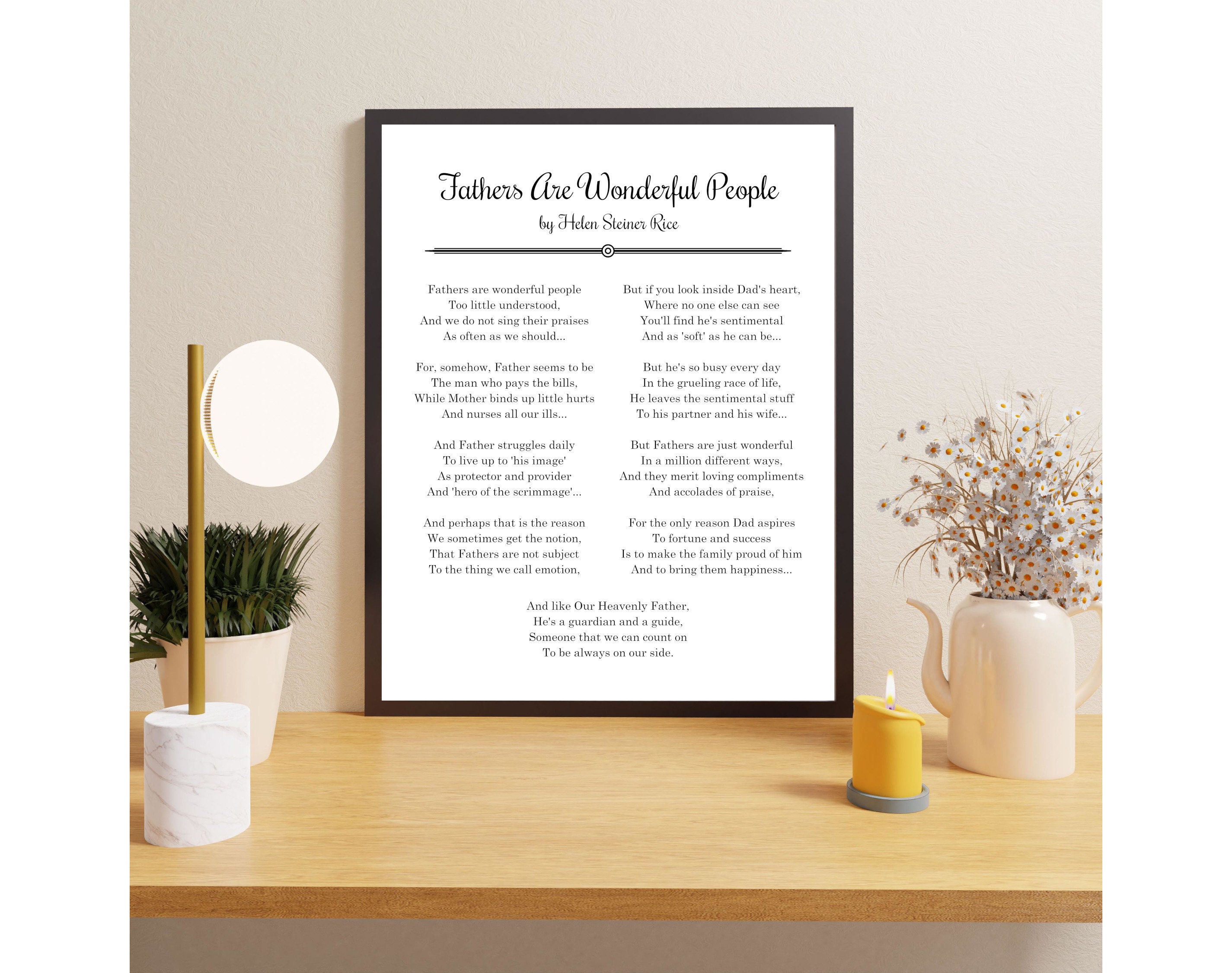 Printable Poem for Dad, Father’s Day Gift, Fathers Are Wonderful People ...