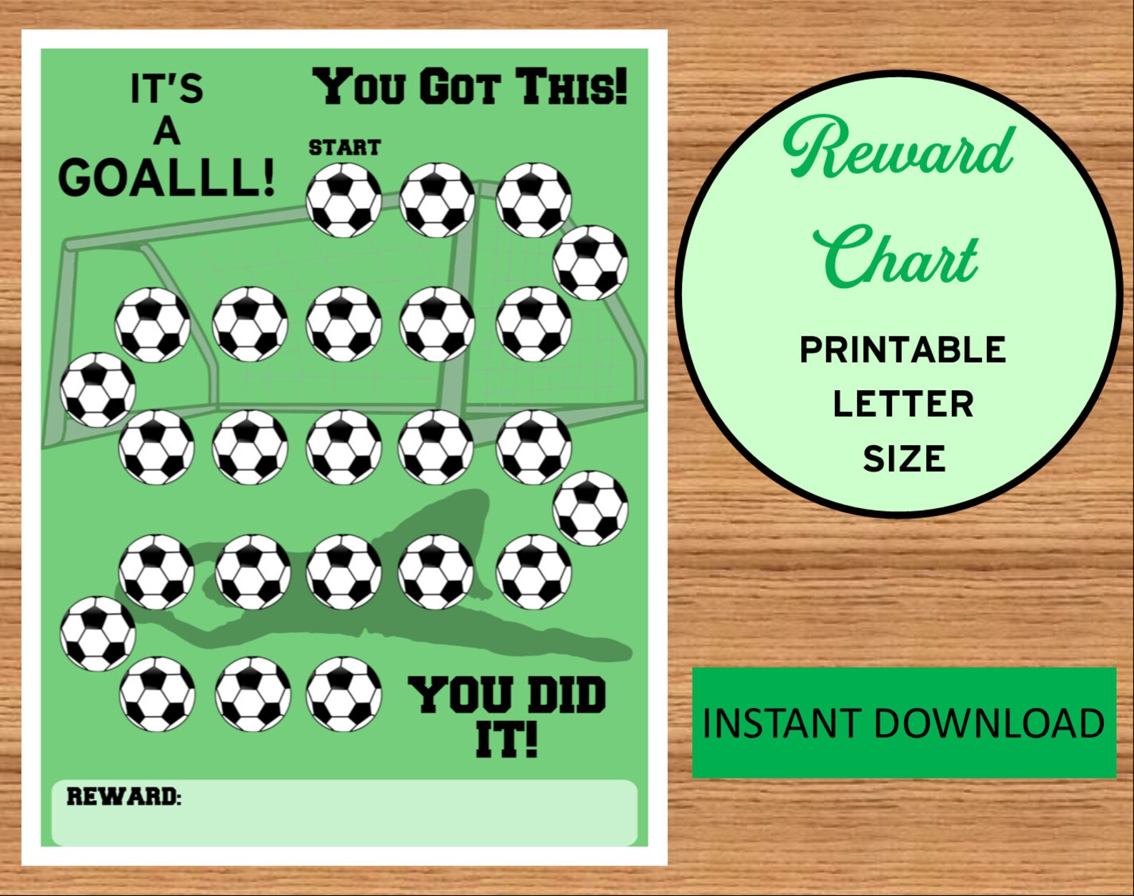 Soccer Reward Chart, Printable Sticker Chart, Chore Chart, Behavior ...