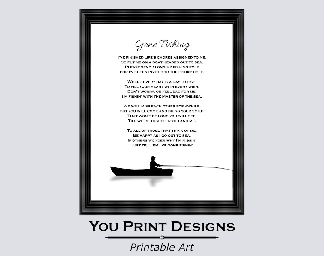 Gone Fishing Memorial Poem, Celebration of Life, Memorial Gift ...