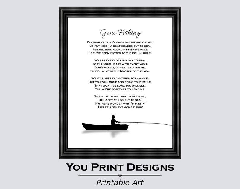 Gone Fishing Memorial Poem, Celebration of Life, Memorial Gift ...