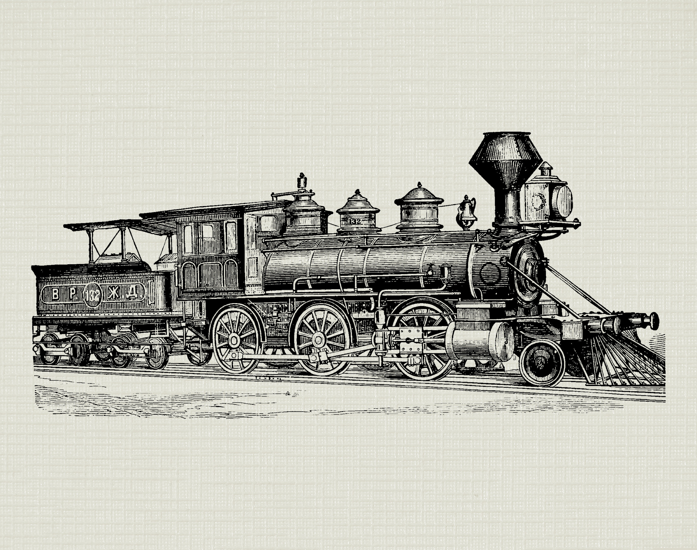 Vintage Locomotive, Digital Download Clipart, PNG JPG Files, Antique ...