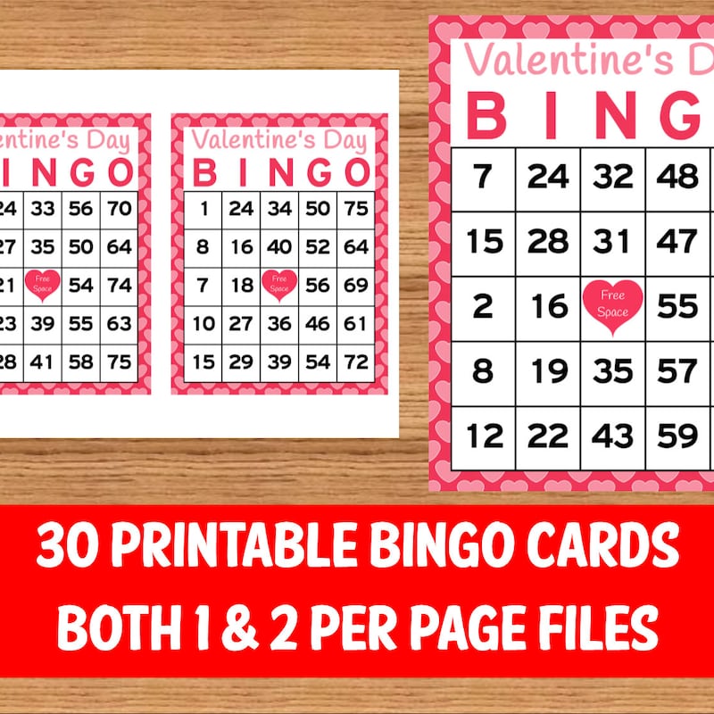 Valentine Bingo Cards - Etsy