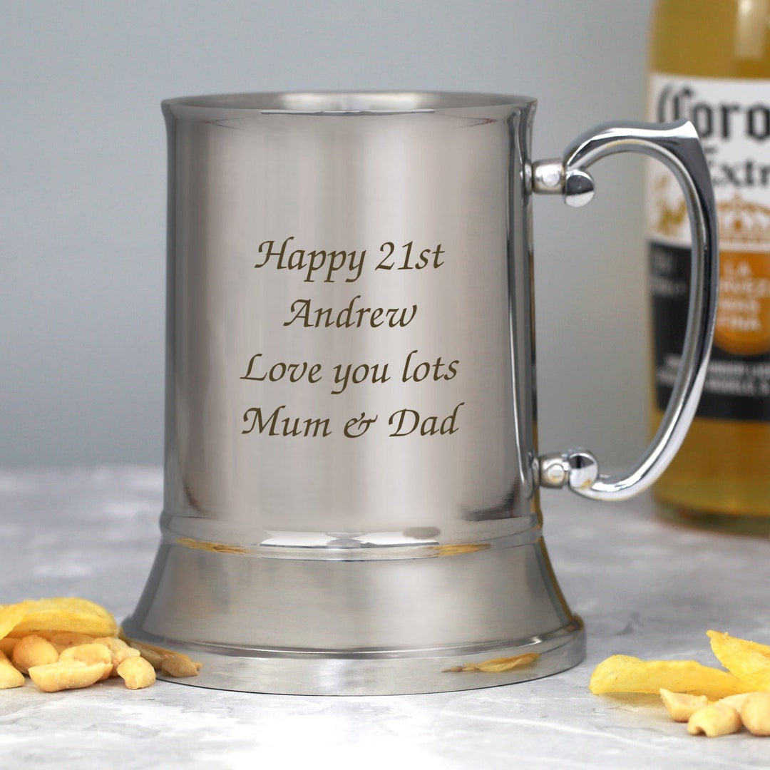 Personalised Message Silver Stainless Steel Tankard Gifts Ideas for ...