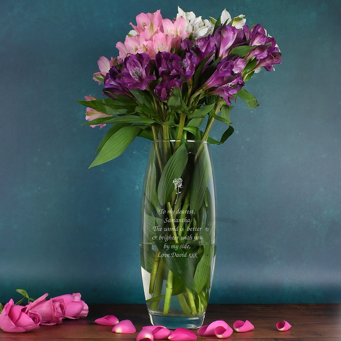 Personalised Rose Glass Bullet Vase Vases 26cm Gifts Ideas for - Etsy UK