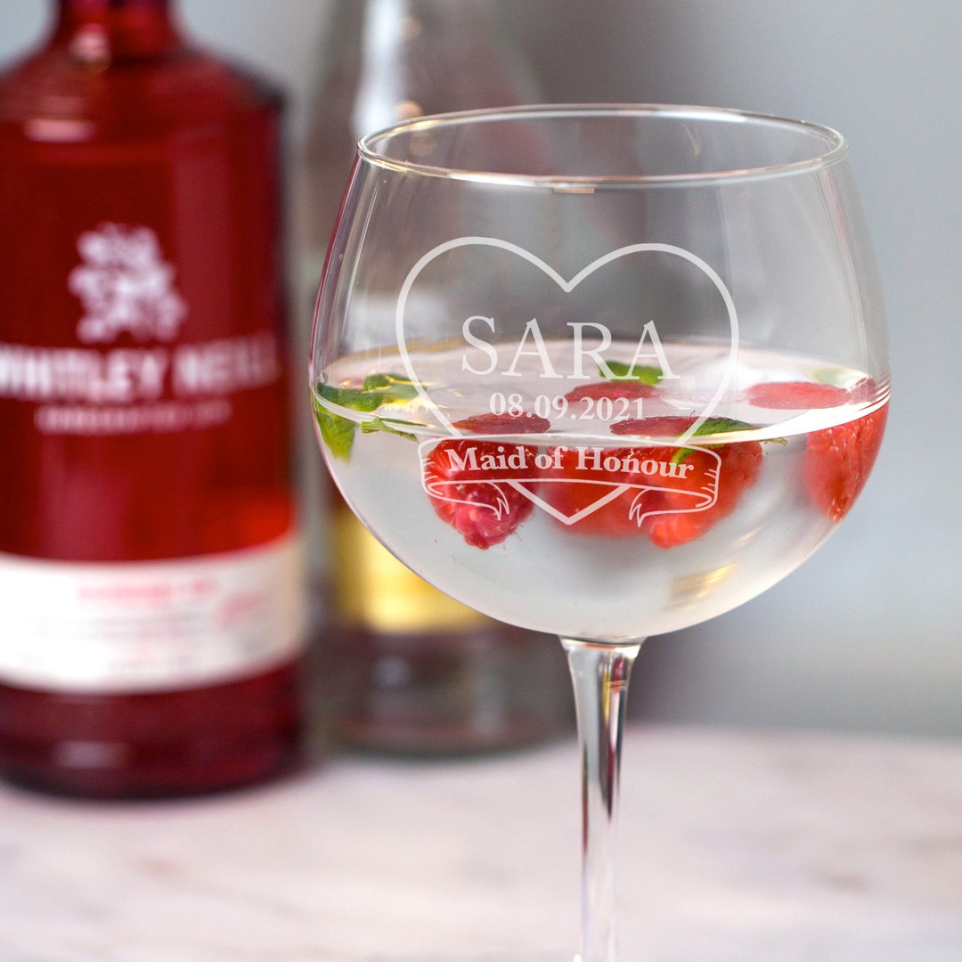 Personalised Maid of Honour Wedding Balloon Gin Glass Gifts Ideas for ...