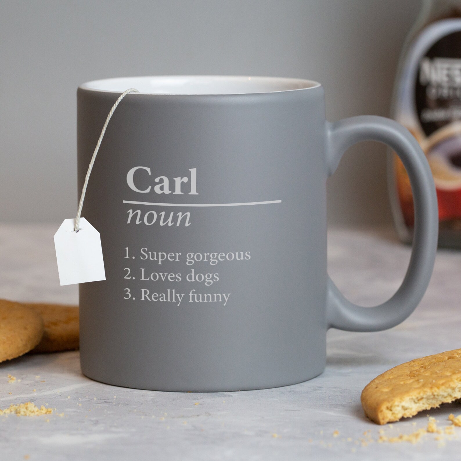 Personalised Name Definition Grey Satin Mug Laser Engraved - Etsy