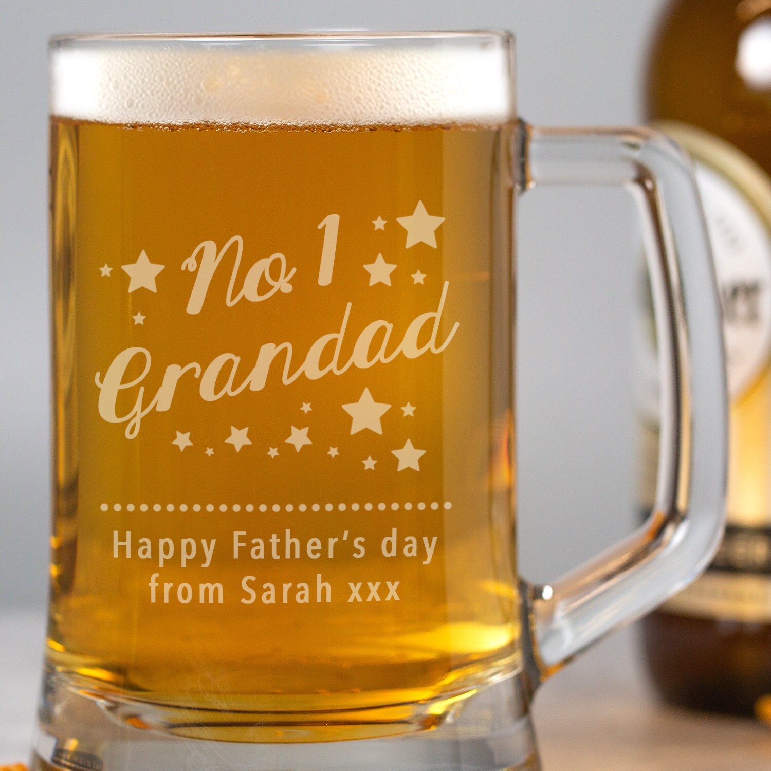 Personalised No.1 Number One Grandpa Glass Tankards Birthday Fathers ...