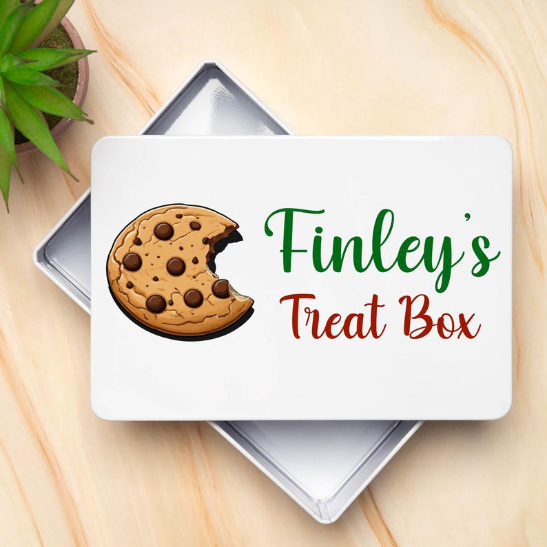 Personalised Christmas Snacks White Metal Storage Tin Snacks Gifts ...