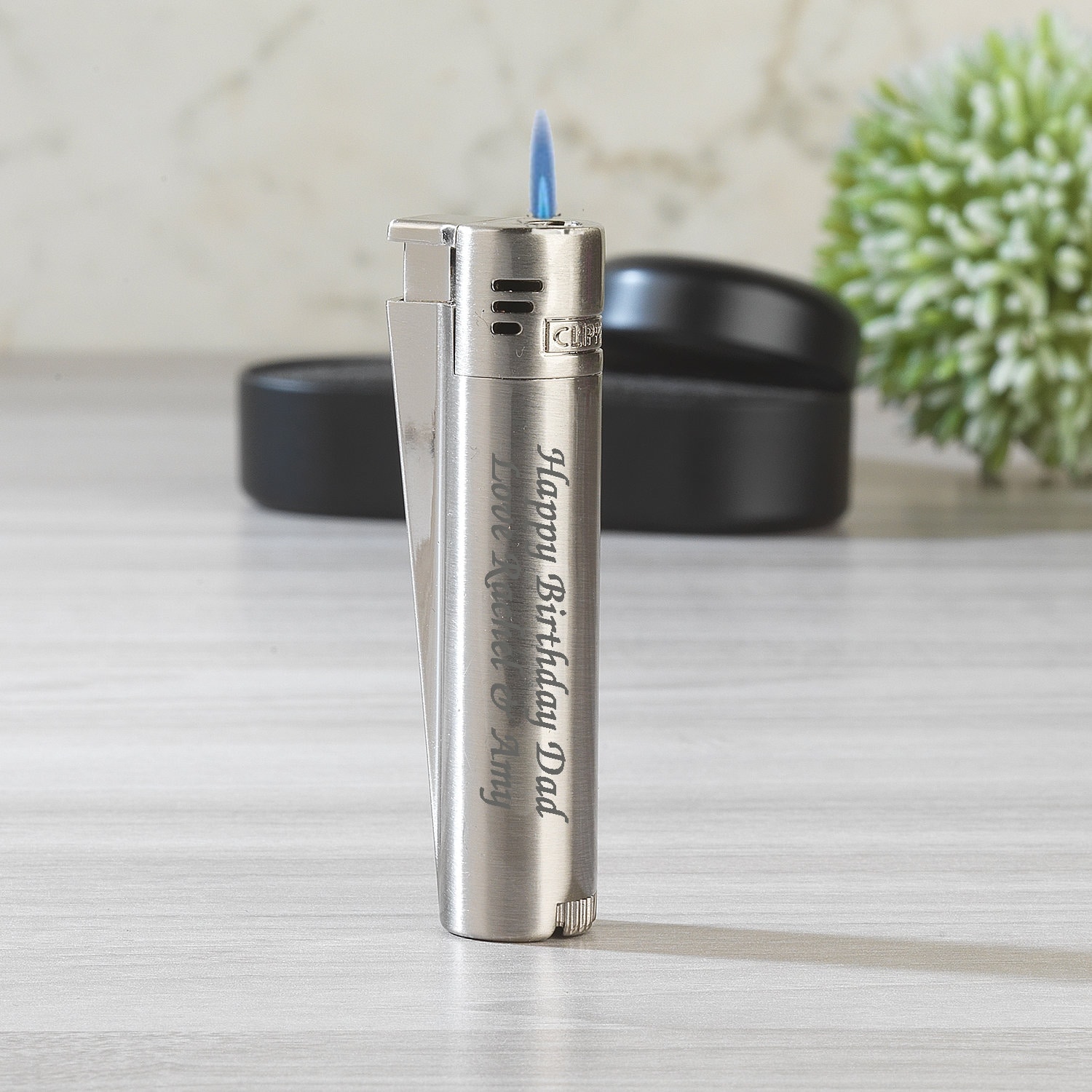 Personalised Silver Steel Jet Clipper Lighters Gifts Ideas For Birthday Him Her Christmas Engraved Custom Laser Message Text